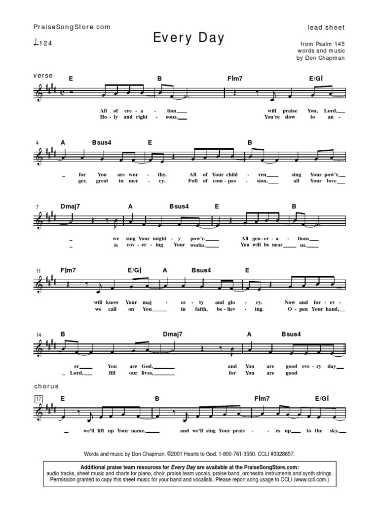 Every Day: Lead Sheet 124 | PDF | Performing Arts | Sound