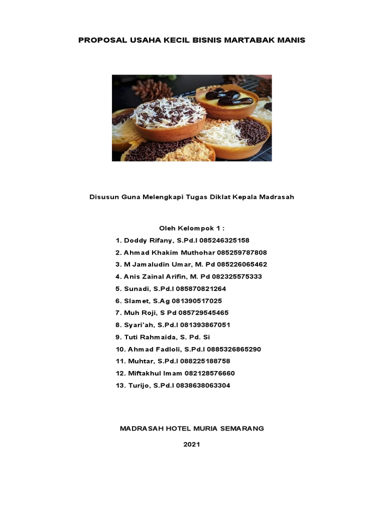 Proposal Kewirausahaan Tugas Diklat Kamad 2021 | PDF