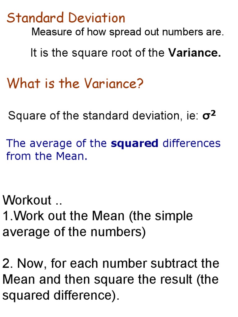 It Is The Square Root of The Variance.: Standard Deviation | PDF ...