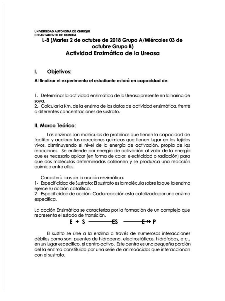 PDF L 8 Ureasa - Compress | PDF | Enzima | Catálisis