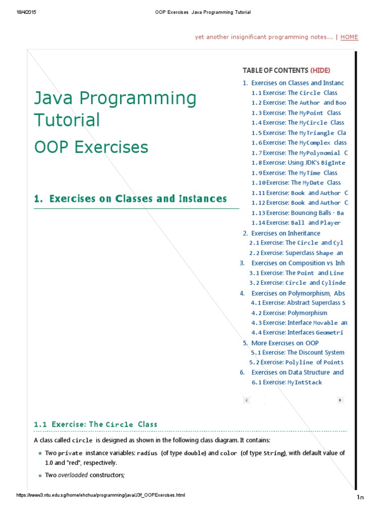 Oop Exercises Java Programming Tutorial For Beginers Pdf Inheritance Object Oriented 6319