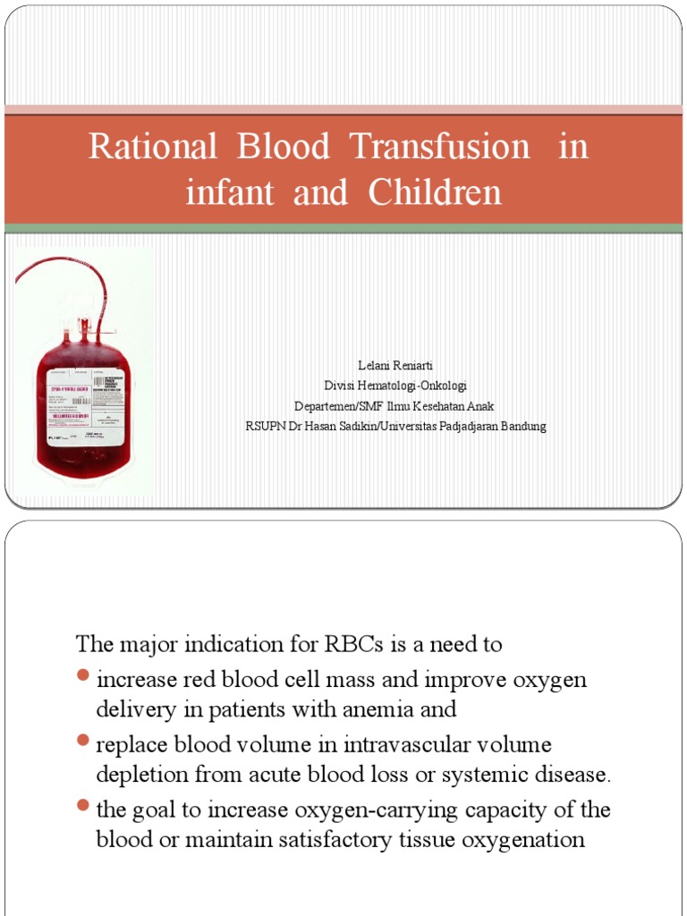Rational Blood Transfusion in Infant and Children | PDF | Blood ...