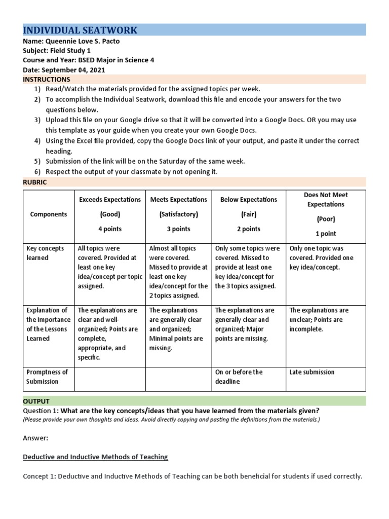 Pacto - Week 3 Ed 16 - Individual Seatwork | PDF | Teaching Method ...