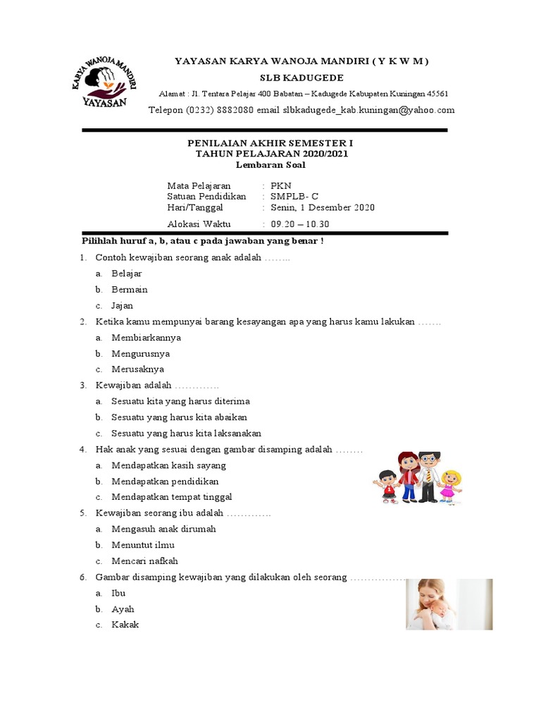 Soal PAS PKN SMALB Tunagrahita | PDF