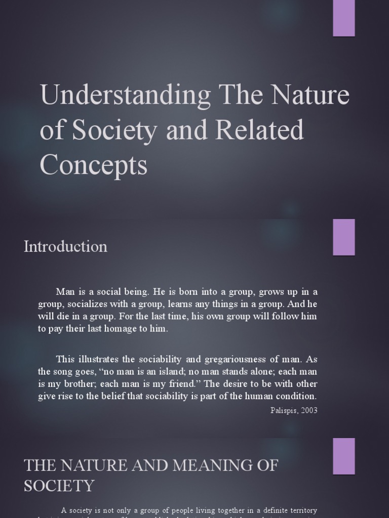 Understanding The Nature of Society and Related Concepts | PDF ...