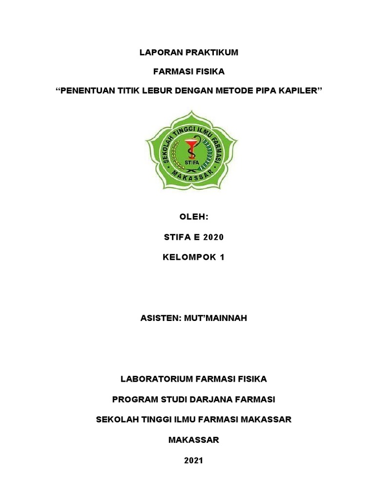 Laporan Penentuan Titik Lebur Dengan Metode Pipa Kapiler | PDF