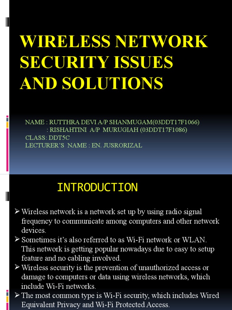 Wireless Network Security Issues And Solutions Pdf Computer Network