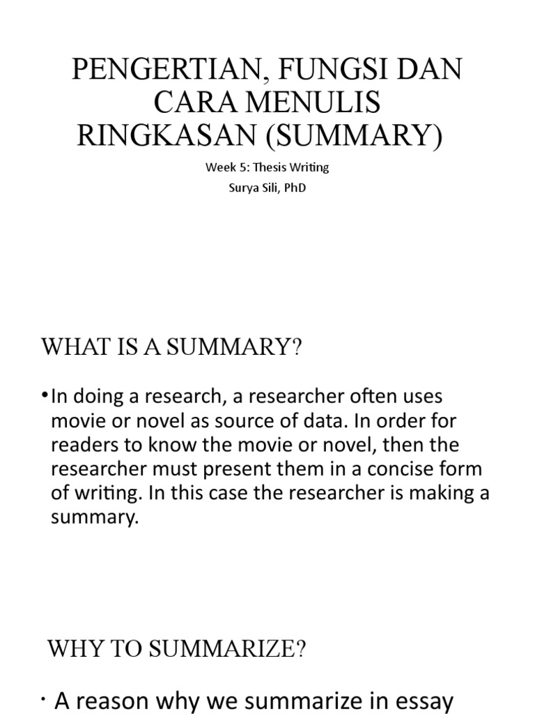 Pengertian, Fungsi Dan Cara Menulis Ringkasan (Summary) : Week 5 ...