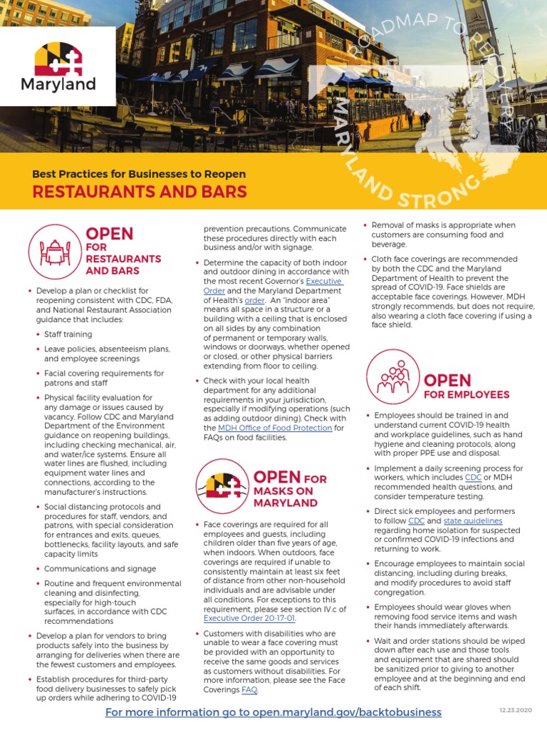 Reopening Guidelines for Restaurants | PDF | Restaurants | Menu
