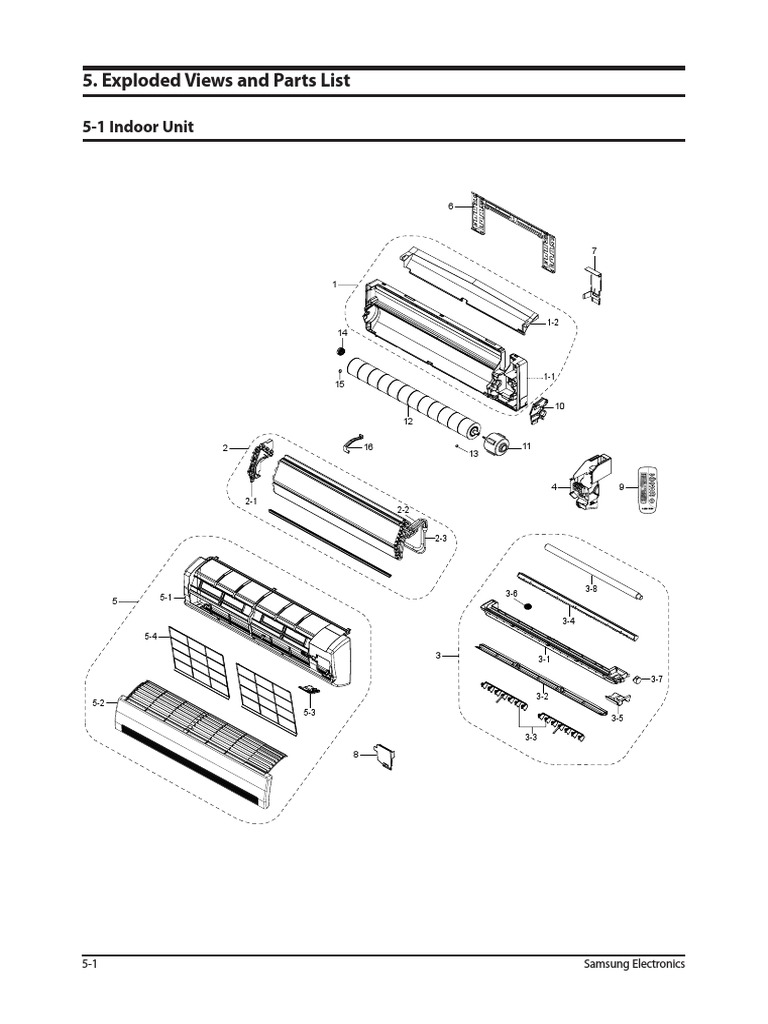Exploded Views and Parts List: 5-1 Indoor Unit | PDF | Electrical ...