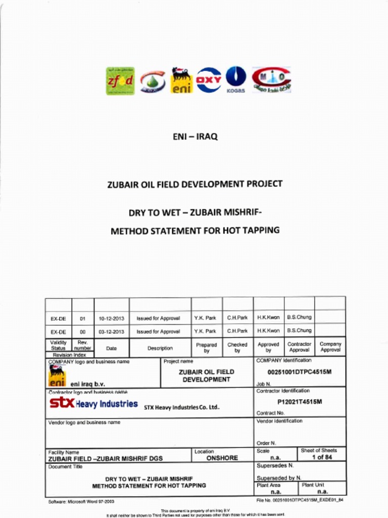 Method Statement Hot Tapping | PDF