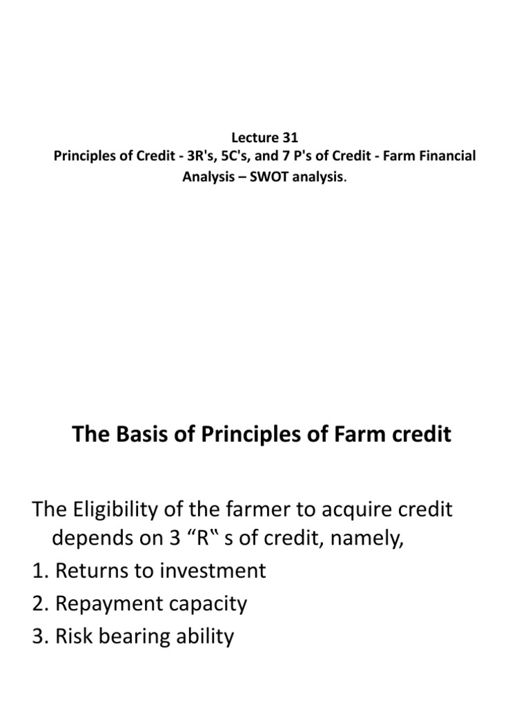 Principles of Credit - 3R's, 5C's, and 7 P's of Credit - Farm Financial ...