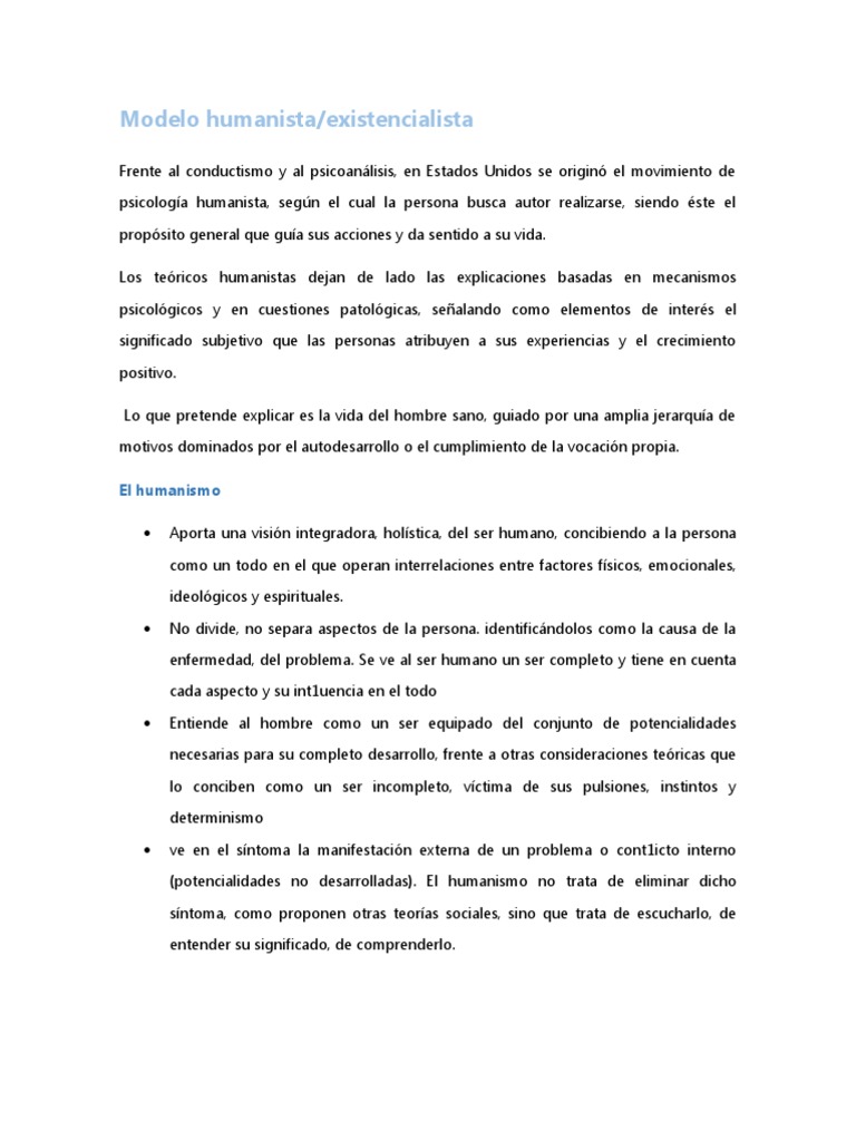 Modelo Humanista | PDF | Terapia Gestalt | Psicoterapia