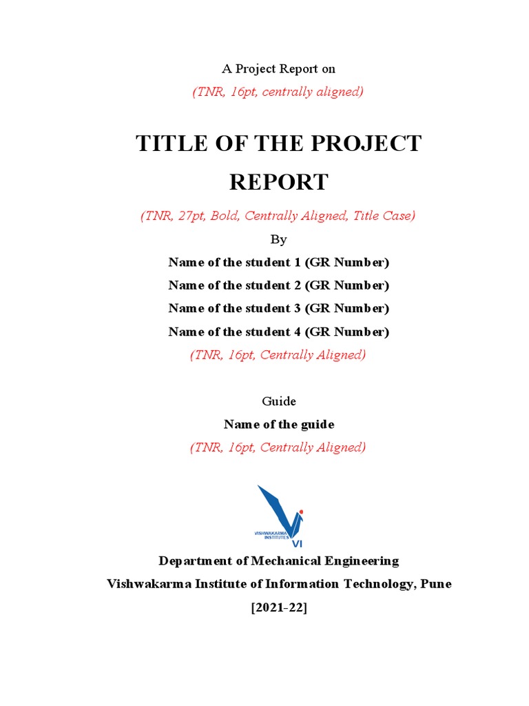 BTech Project Notice 1.6 - Project Report Format (Help File) | PDF ...