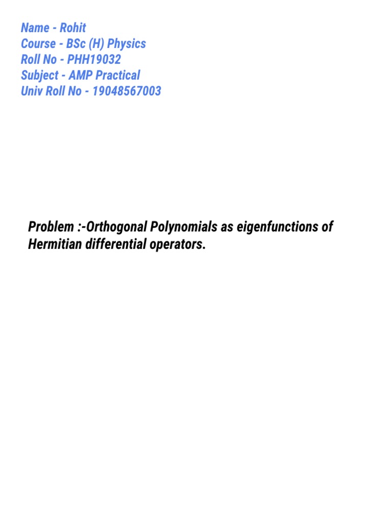 Orthogonal Eigenfunction Hermitian | PDF