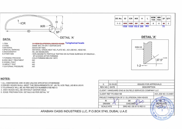 Torispherical Heads | PDF | Mechanical Engineering | Applied And Interdisciplinary Physics