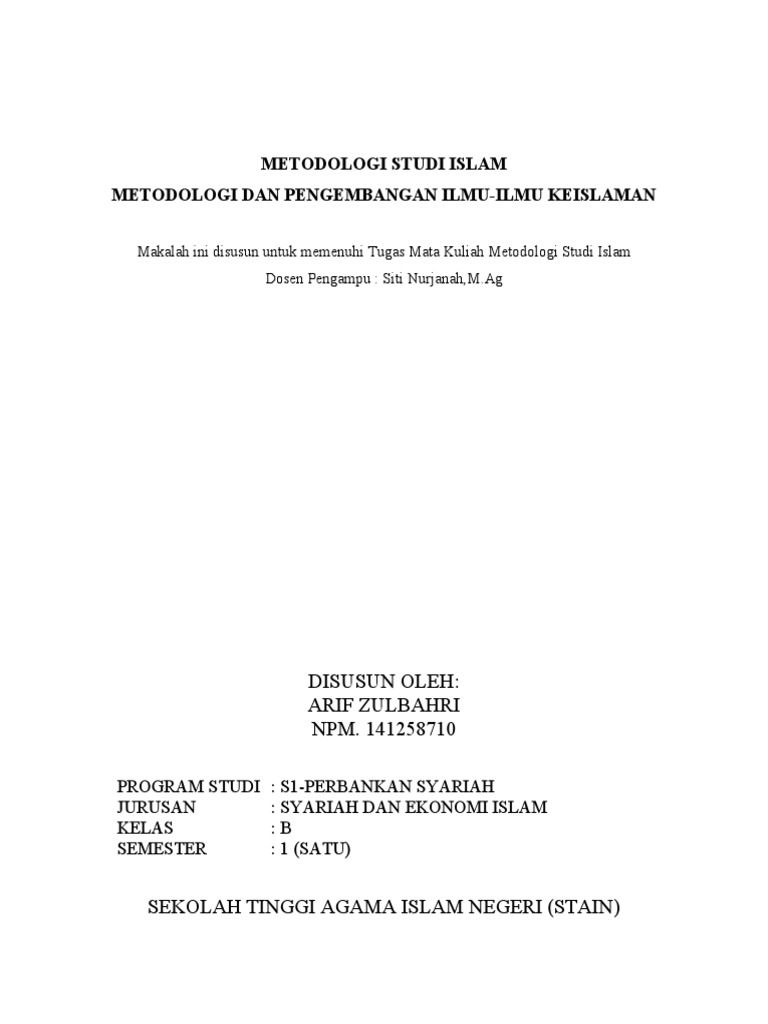 Metodologi Studi Islam | PDF | Karier & Perkembangan | Ilmu Sosial