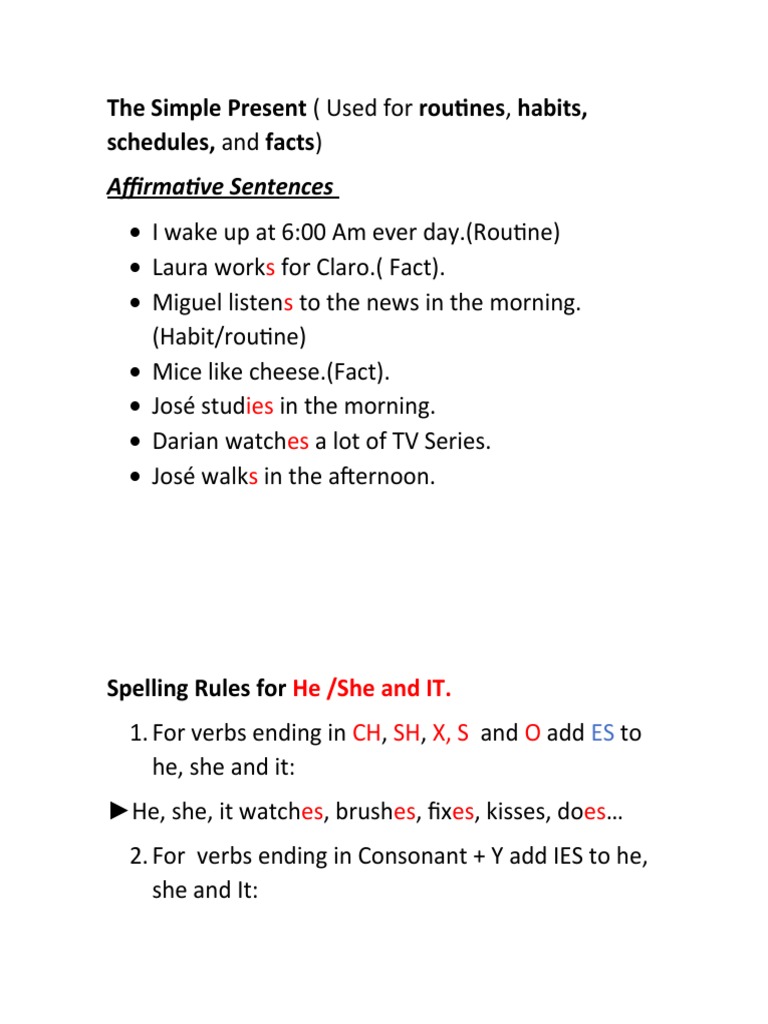 The Simple Present | PDF | Language Arts & Discipline | Foreign Language Studies