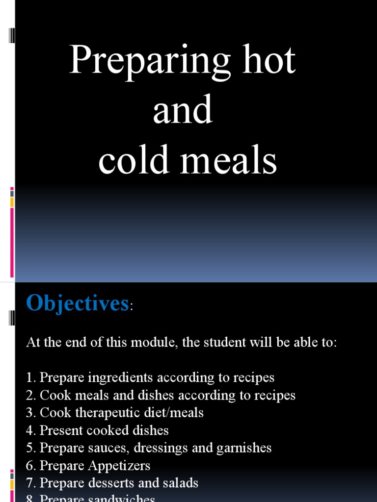 Preparing Hot and Cold Meals for Caregiving | PDF | Body Mass Index | Foods