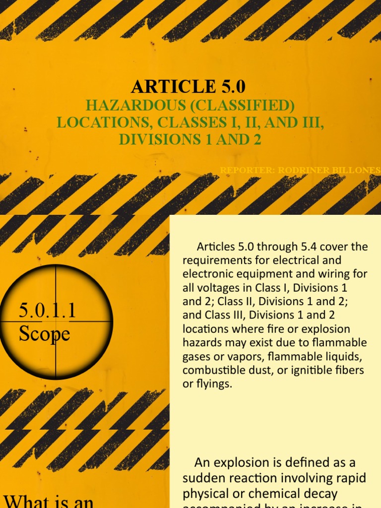 Article 5.0: Hazardous (Classified) Locations, Classes I, Ii, and Iii ...
