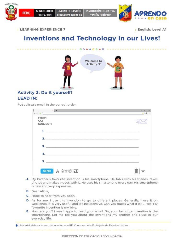 Inventions and Technology in Our Lives!: Activity 3: Do It Yourself ...