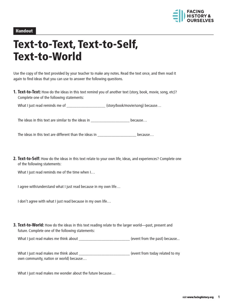 Text To Text Text To Self Text To World 0 | PDF