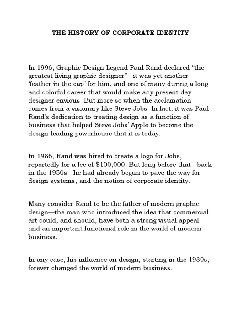 The History of Corporate Identity | PDF