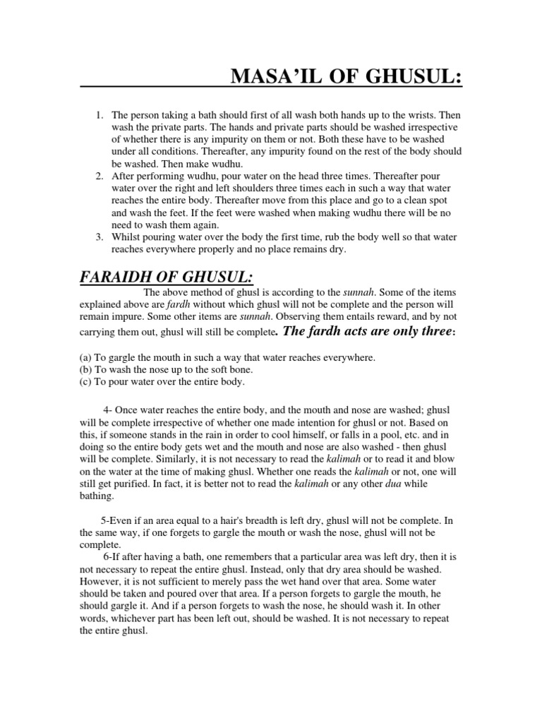 Ghusul | PDF | Water | Religion And Belief
