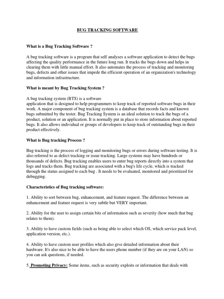 Bug Tracking Software Pdf Software Bug Systems Engineering
