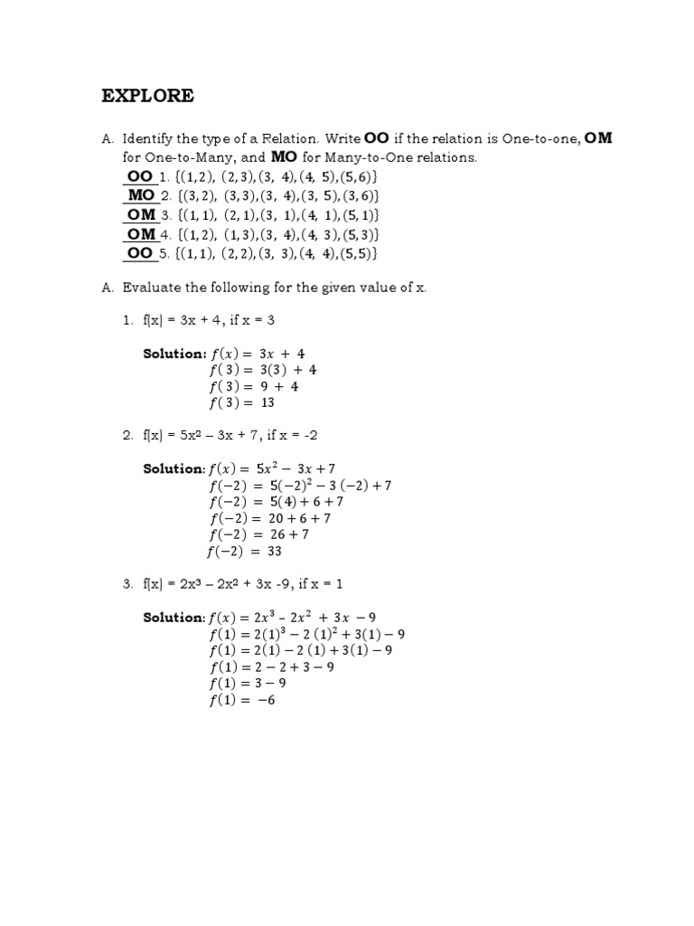 Relation and Function Evaluations Guide | PDF | Mathematical Analysis ...
