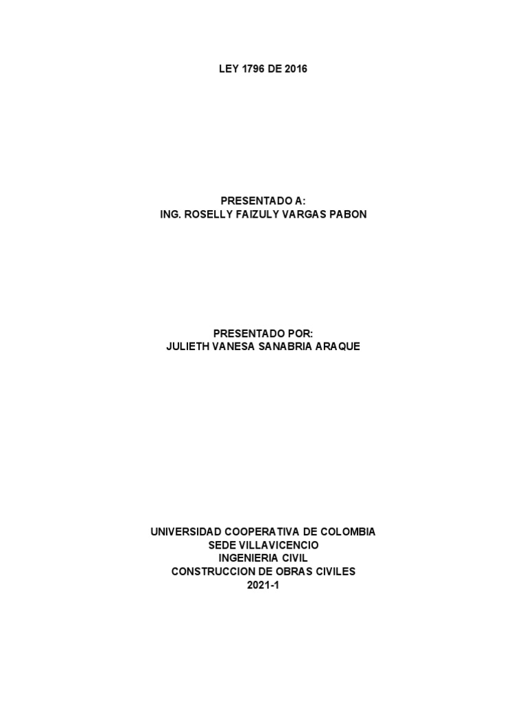 Ley 1796 de 2016 | PDF