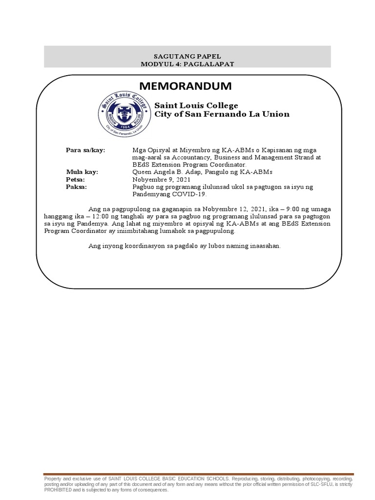 Memorandum at Agenda | PDF