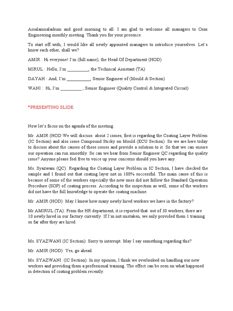 Role Play Script - Edited | PDF