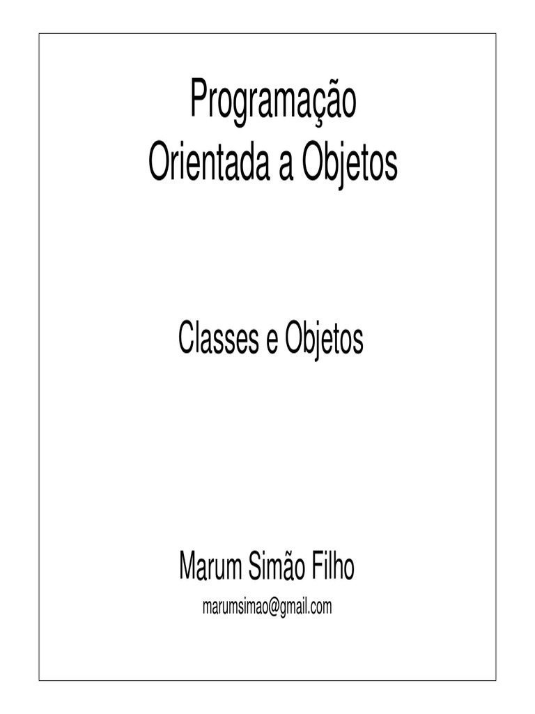 Aula 01 Classes E Objetos Pdf Classe Programação De Computadores Método Programação
