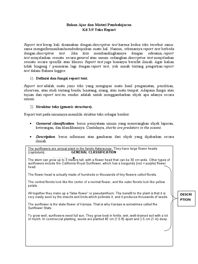 Bahan Ajar Dan Materi Pembelajaran TEKS REPORT | PDF