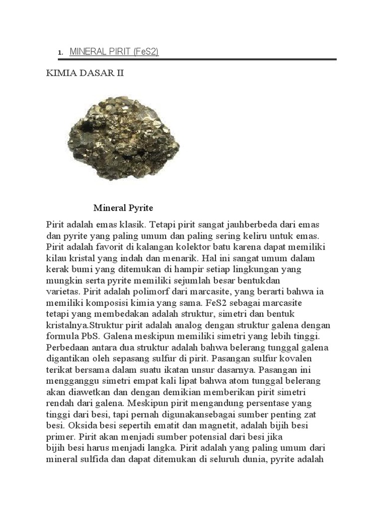 "Pirit: Mineral Sulfida Mirip Emas" | PDF