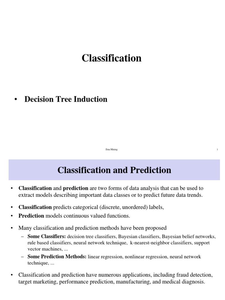 Lec05 Classification DecisionTree | PDF | Statistical Classification ...