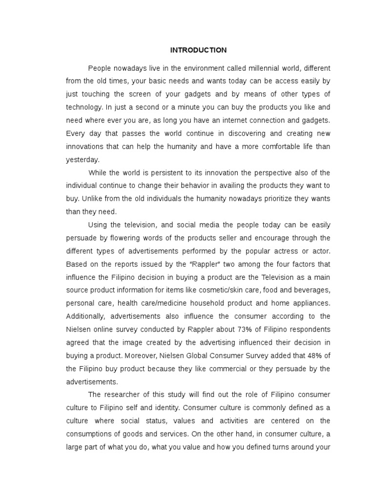 The Role of Filipino Consumer Culture To Filipino Self and Identity ...