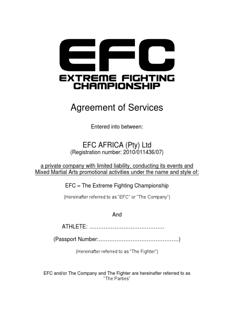 EFC Worldwide Contract of Service 2021 | PDF | Indemnity | Breach Of ...