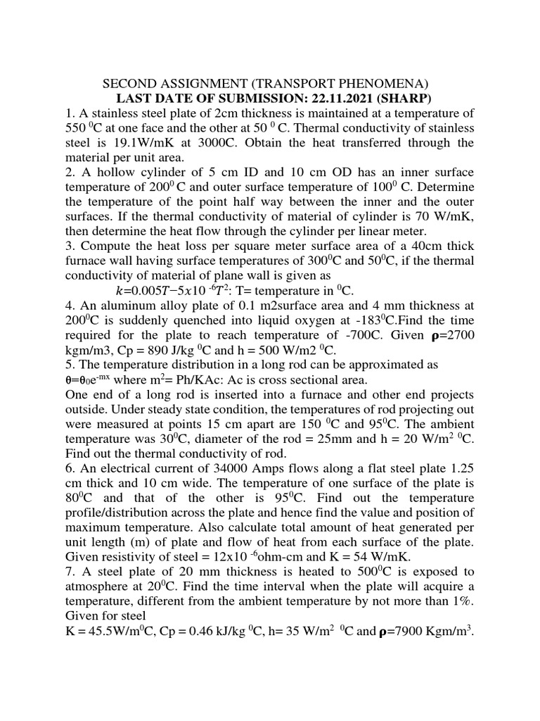 Second Assignment | PDF | Thermal Insulation | Heat Transfer