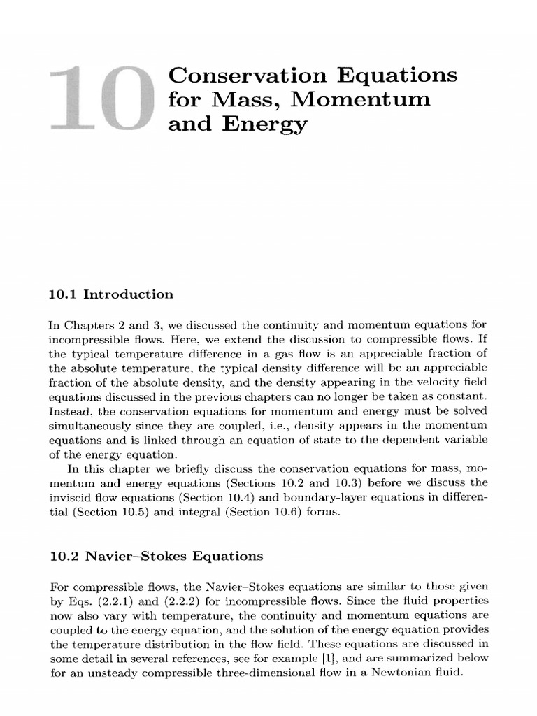 Conservation Equations For Mass Momentum and Energy | PDF | Boundary ...