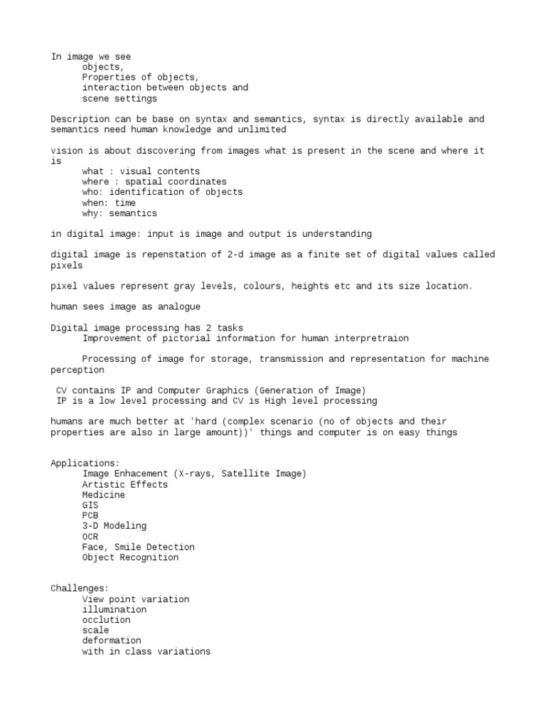 Note 1 CVIP | PDF