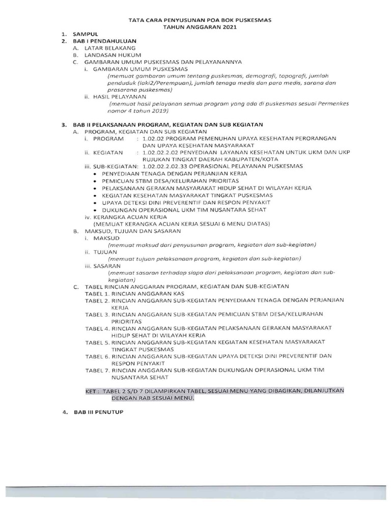 Tata Cara Penyusunan Poa 2021 | PDF