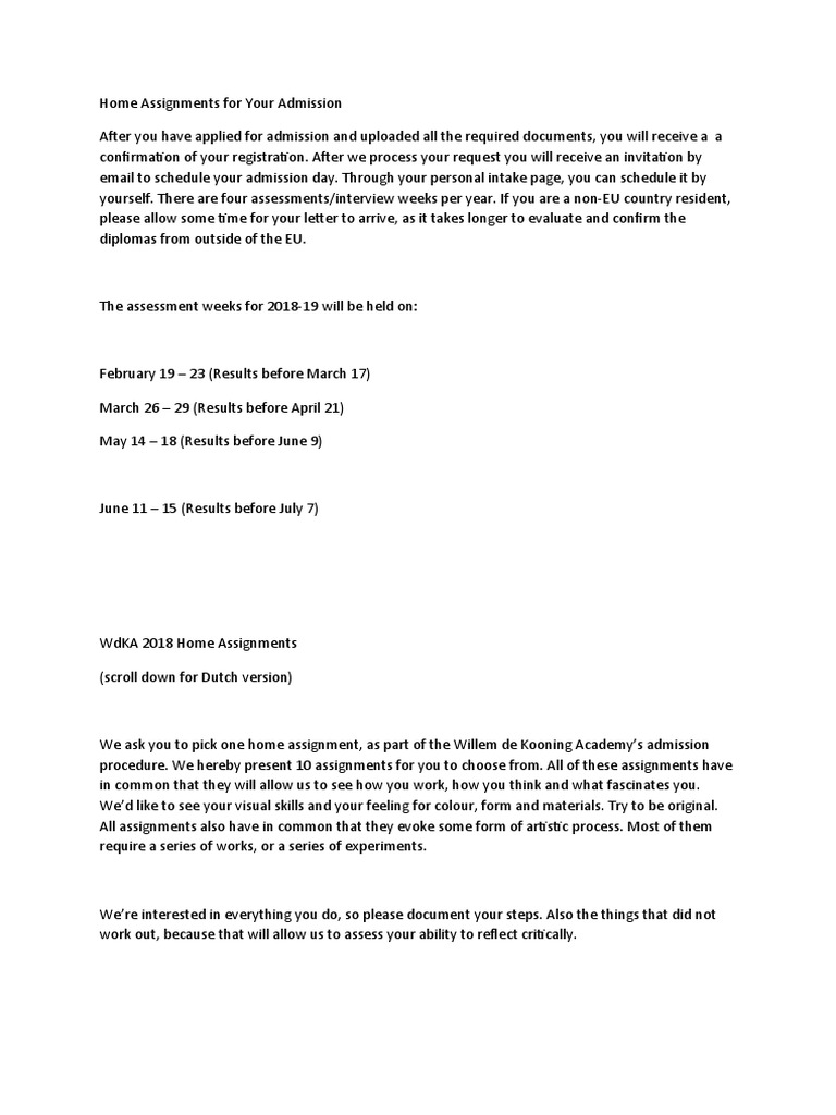 WDKA Home Assignments For Your Admission | PDF | Storytelling | Drawing
