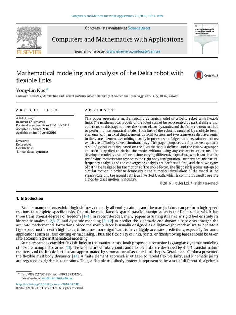 General Solution For The Dynamic Modeling of Parallel Robots | PDF | Kinematics | Finite Element ...