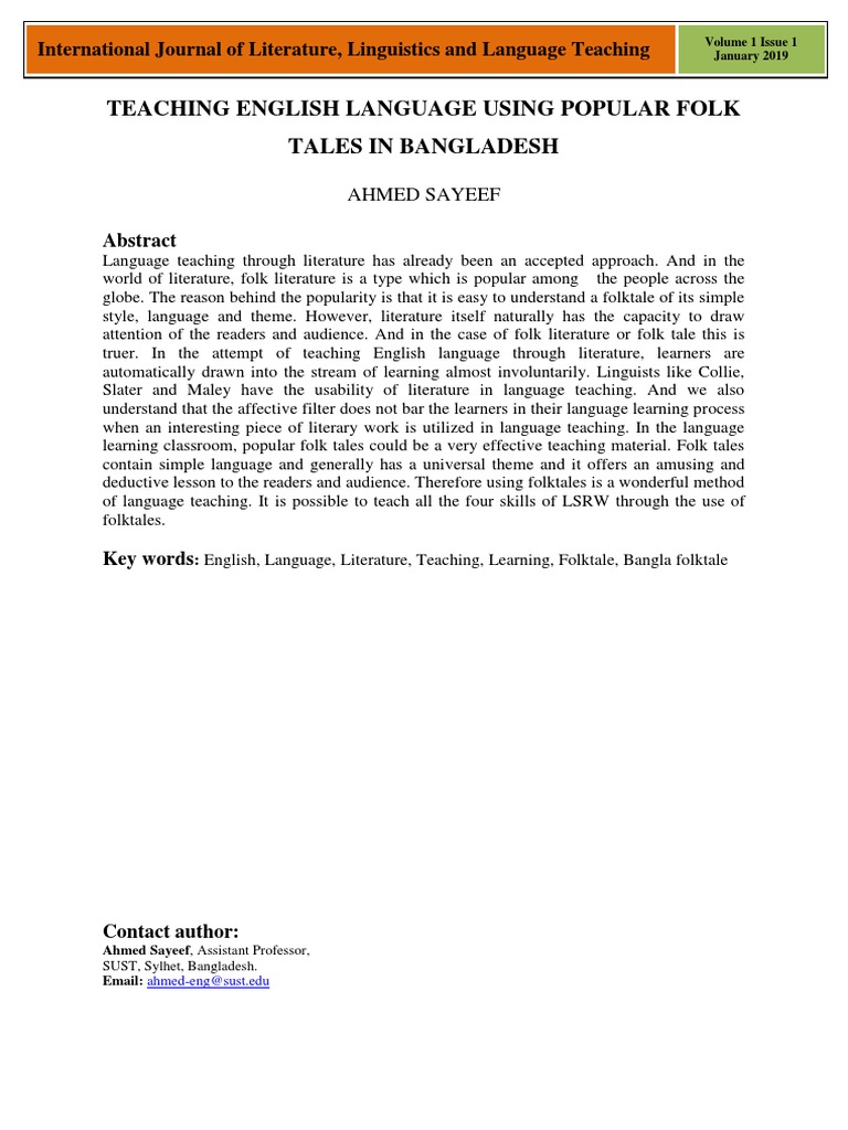 Teaching English Language Using Popular Folk Tales in Bangladesh | PDF ...