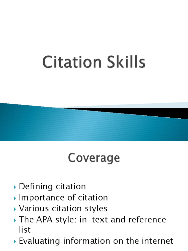 Citation Skills | PDF | Citation | Academia