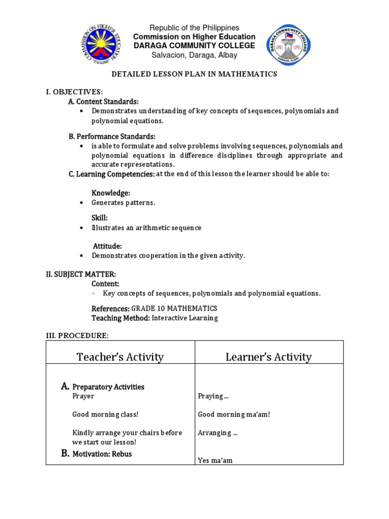 DLP in Math | PDF | Sequence | Numbers