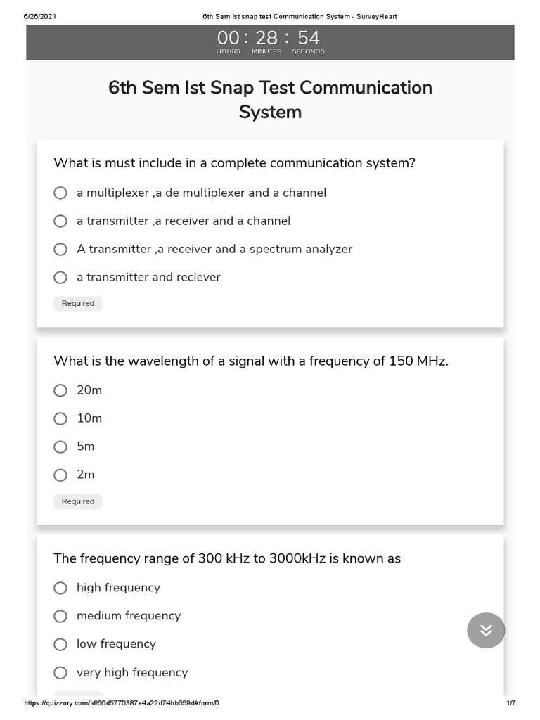 6th Sem Ist Snap Test Communication System | PDF | Modulation | Duplex ...