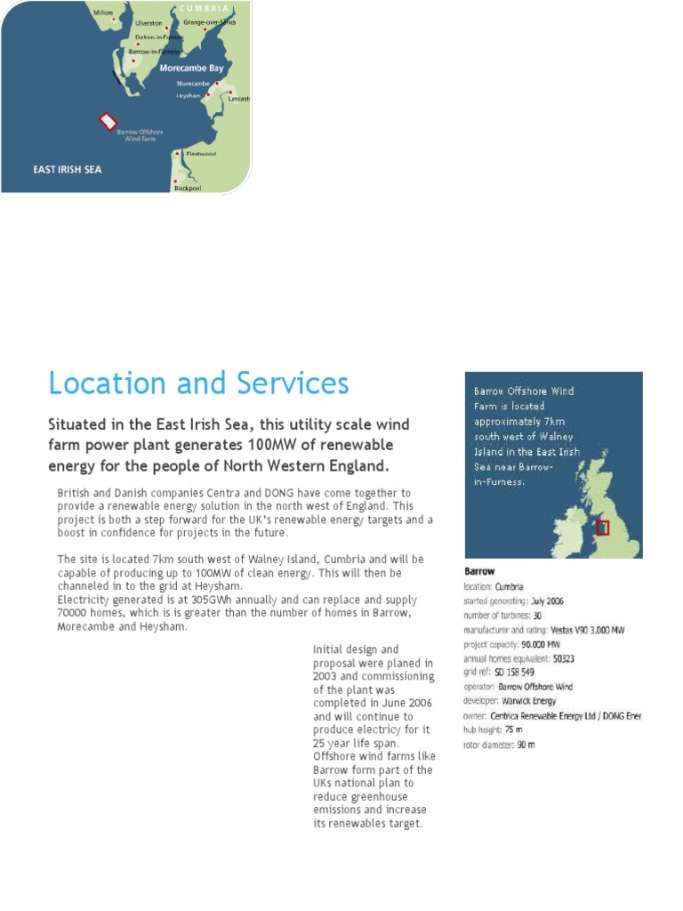 Barrow Offshore Wind Farm: Location and Services | PDF | Offshore Wind ...